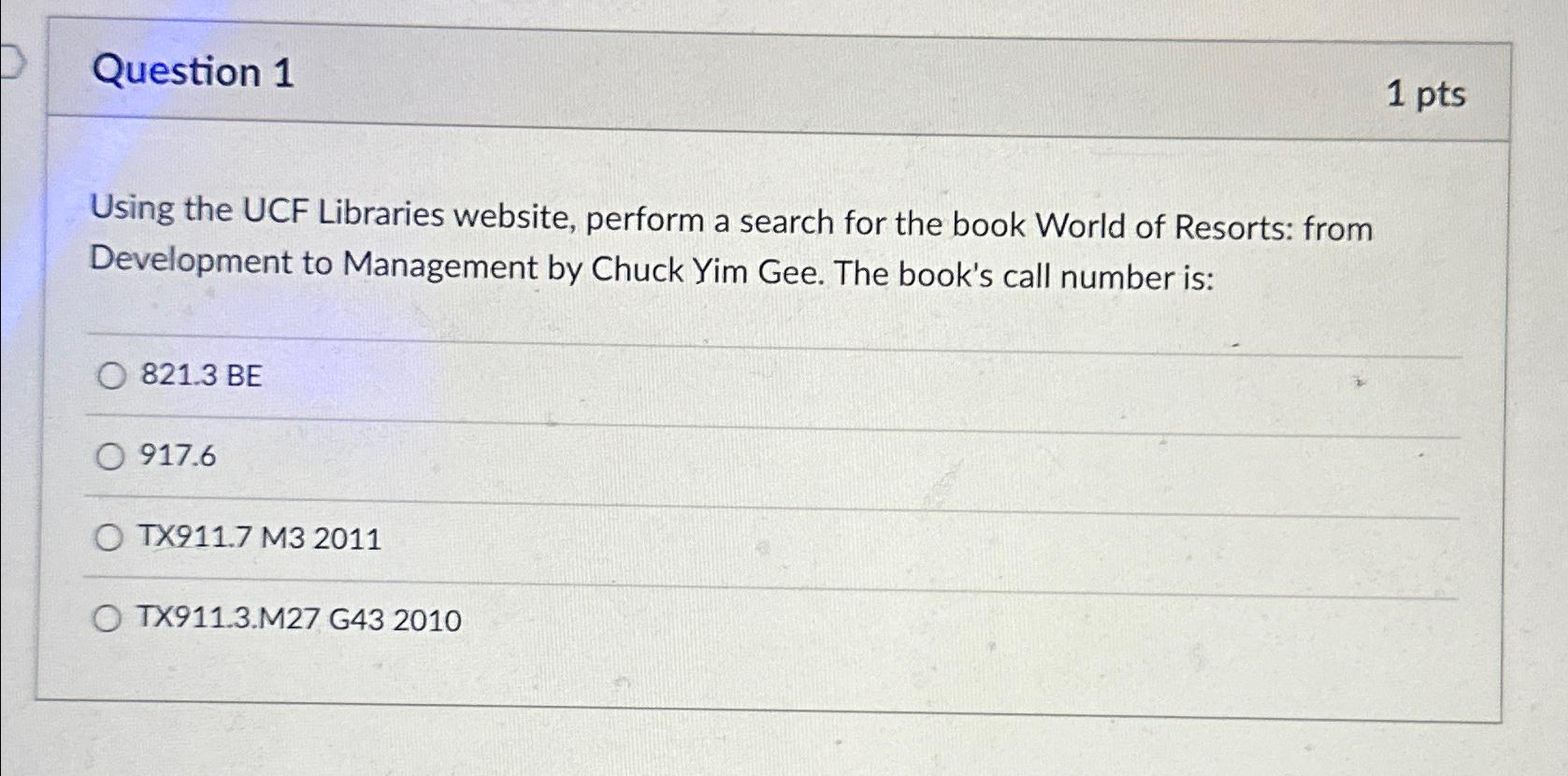 Solved Question 11 ﻿ptsUsing the UCF Libraries website, | Chegg.com
