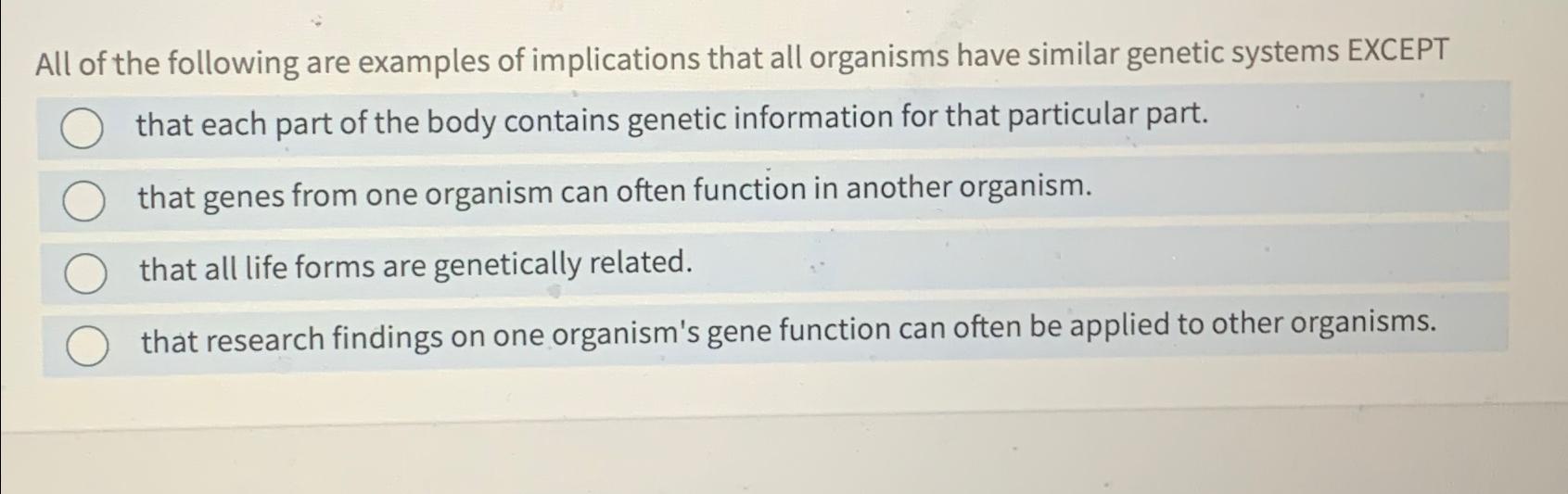 Solved All of the following are examples of implications | Chegg.com