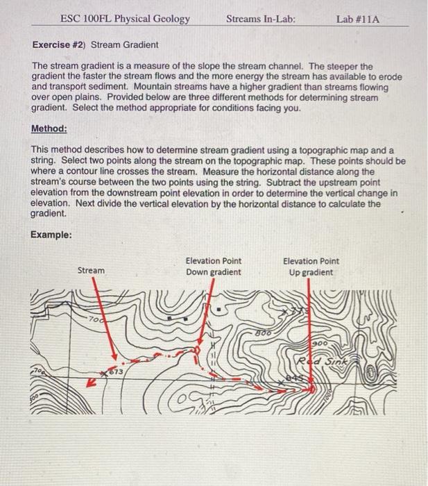 Solved ESC 100FL Physical Geology Streams In-Lab: Lab #11A | Chegg.com