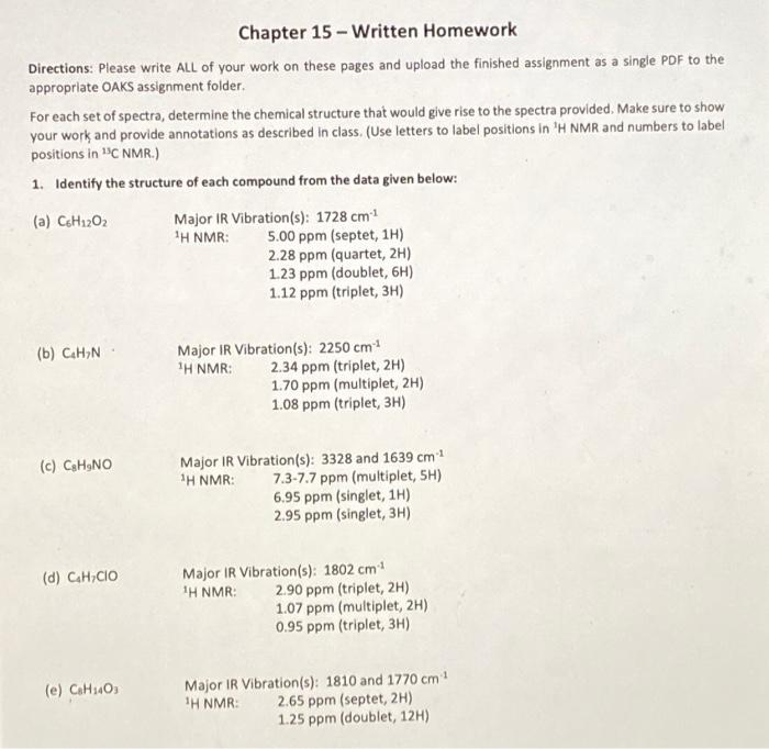 Solved Chapter 15 - Written Homework Directions: Please | Chegg.com