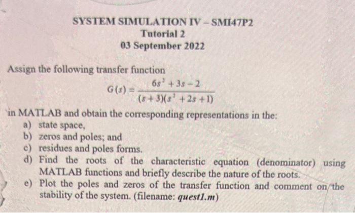 Solved SYSTEM SIMULATION IV - SMI47P2 Tutorial 2 03 | Chegg.com