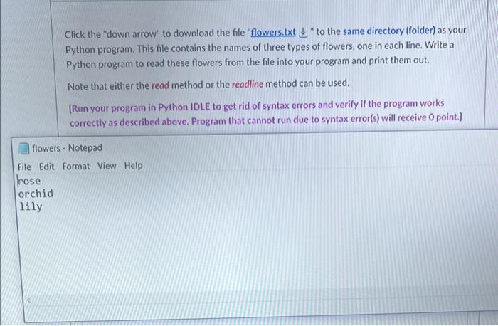 Solved Click the "down arrow" to download the file | Chegg.com