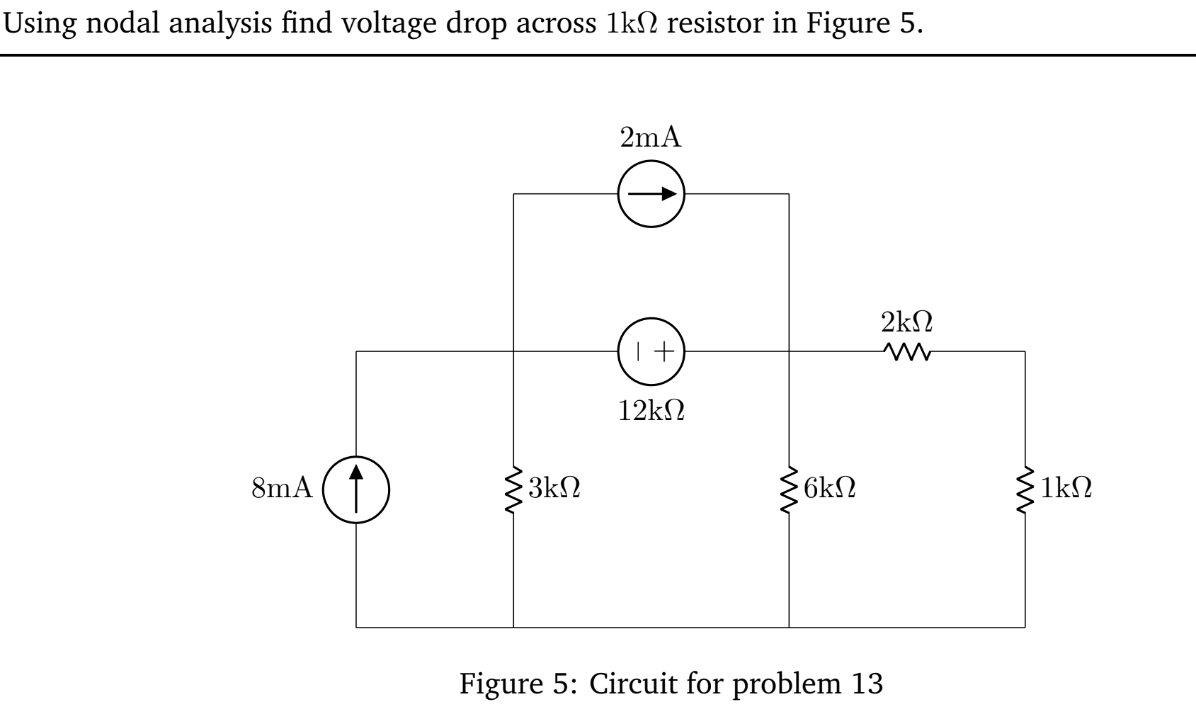 Solved Using nodal analysis find voltage drop across 1kΩ | Chegg.com