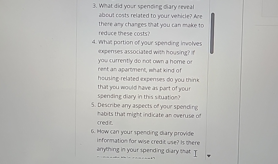 Solved What did your spending diary reveal about costs | Chegg.com