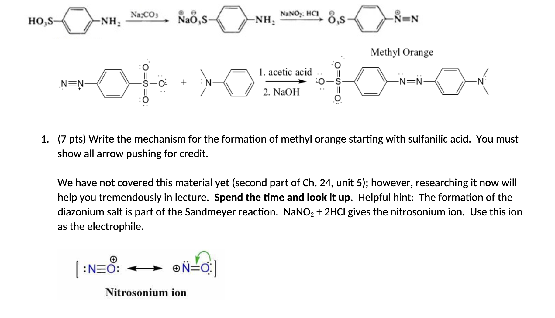 Solved 1. (7 ﻿pts) ﻿Write the mechanism for the formation of | Chegg.com