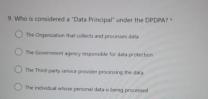 Solved Who is considered a "Data Principal" under the DPDPA? | Chegg.com