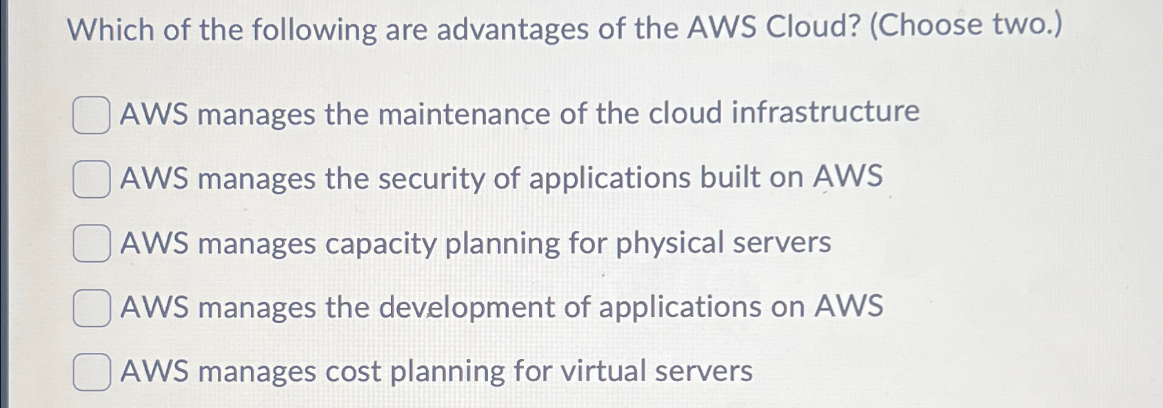 Solved Which of the following are advantages of the AWS | Chegg.com