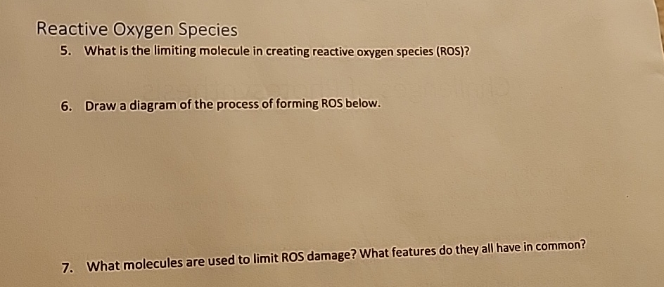 Solved Reactive Oxygen Species5. ﻿What is the limiting | Chegg.com