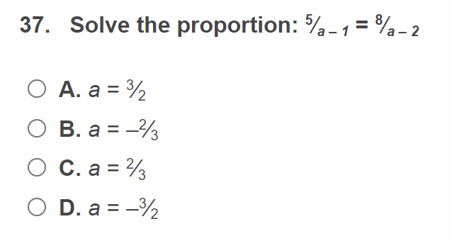 Solved Solve the proportion: | Chegg.com