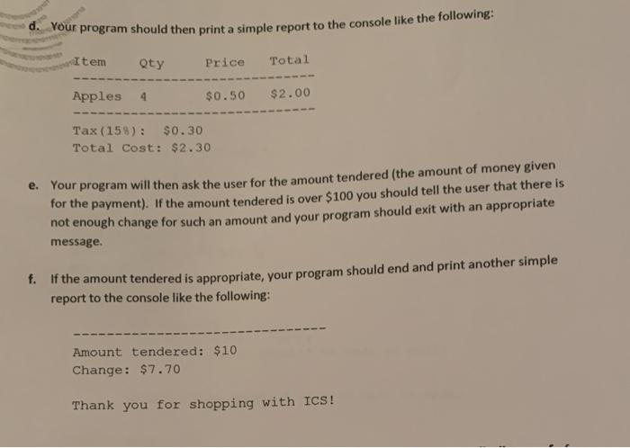 Solved 2. Simple Cashier Program Note: This program can be | Chegg.com
