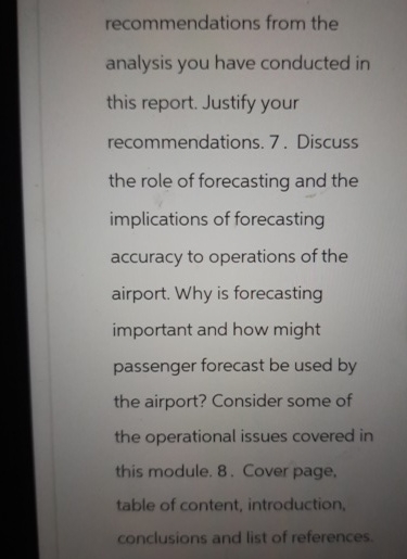 Solved recommendations from the analysis you have conducted | Chegg.com