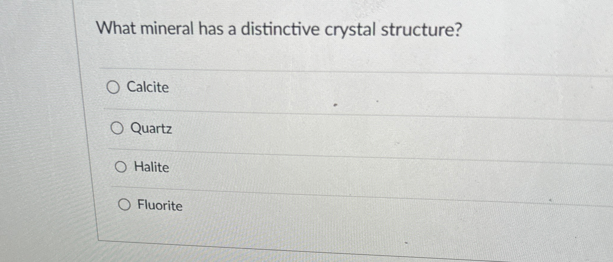 Solved What mineral has a distinctive crystal | Chegg.com
