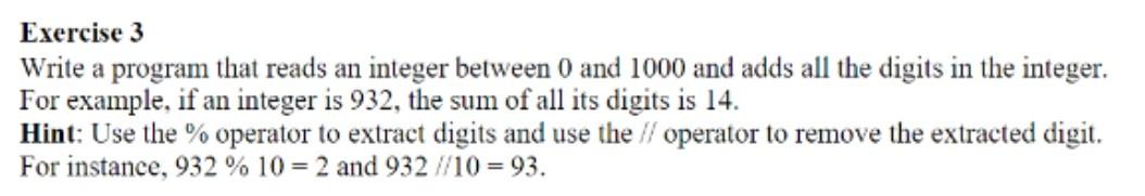 Solved Exercise 3 Write A Program That Reads An Integer