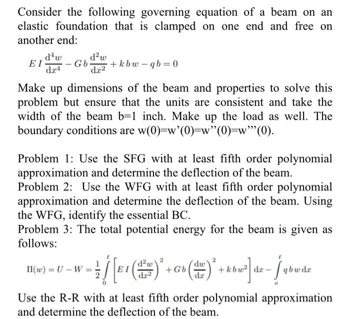 Solved Consider the following governing equation of a beam | Chegg.com