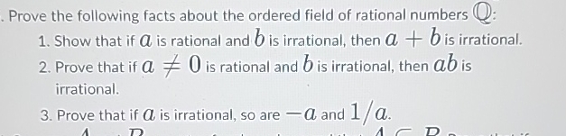 Solved Prove the following facts about the ordered field of | Chegg.com