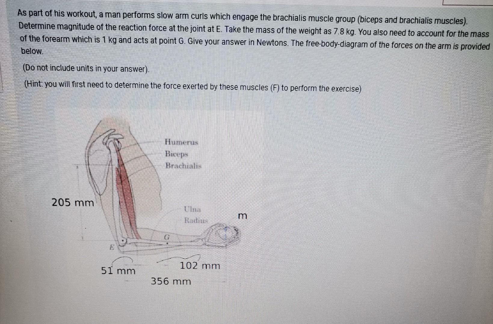Solved As part of his workout, a man performs slow arm curls | Chegg.com