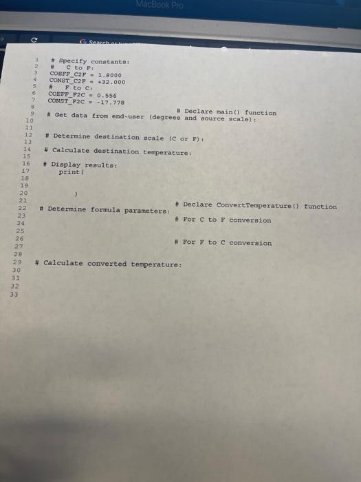 Solved \# Determine formula parameteraz. \# Declare | Chegg.com