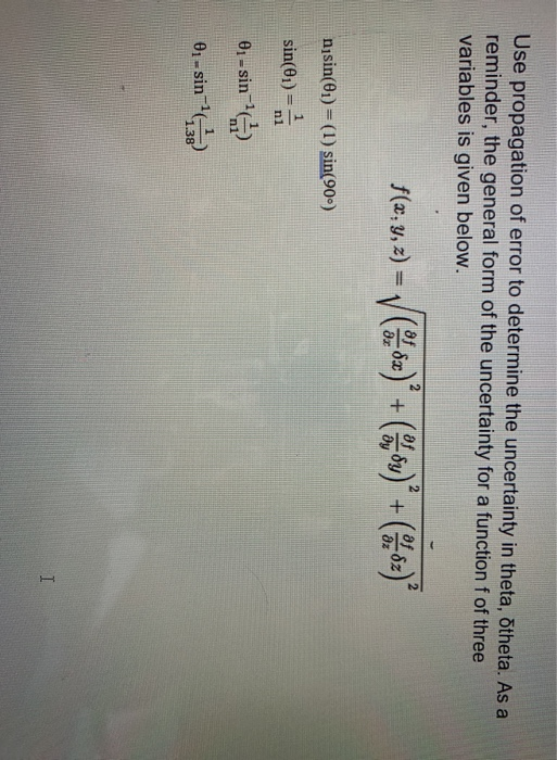 Solved Use propagation of error to determine the uncertainty | Chegg.com