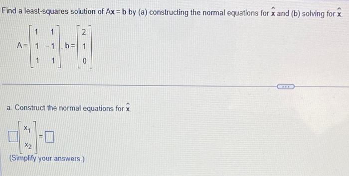 Solved Find a least-squares solution of Ax=b by (a) | Chegg.com
