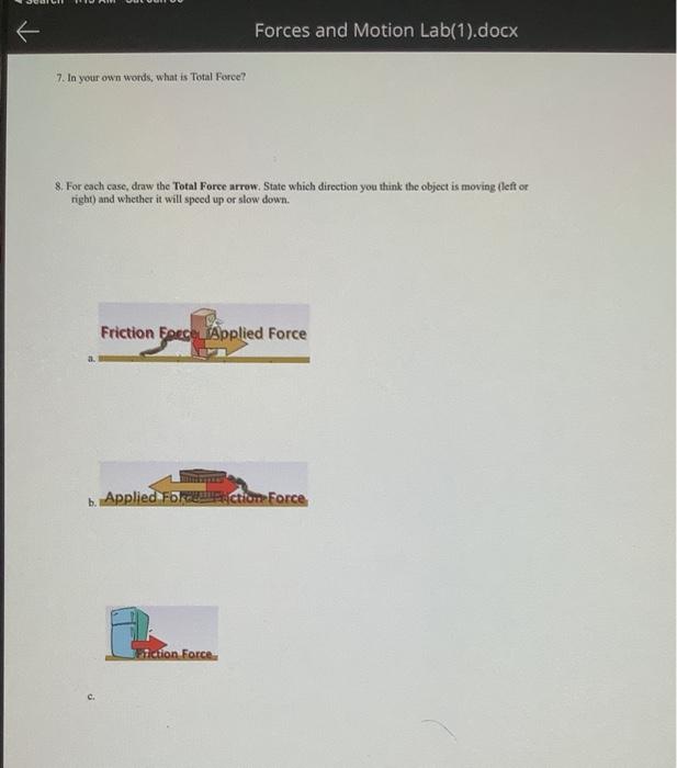 Solved Forces and Motion Lab(1).docx eee Part 1: | Chegg.com