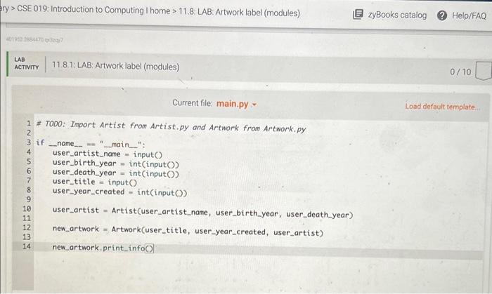 Solved Define the Artist class in Artist'py with a | Chegg.com Solved Define the Artist class in Artist'py with a | Chegg.com