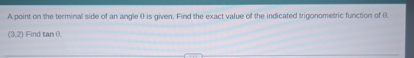 Solved A point on the terminal side of an angle θ ﻿is given. | Chegg.com