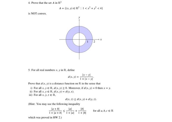 Solved 4. Prove that the set A in R2 A={(x,y)∈R2:1 | Chegg.com
