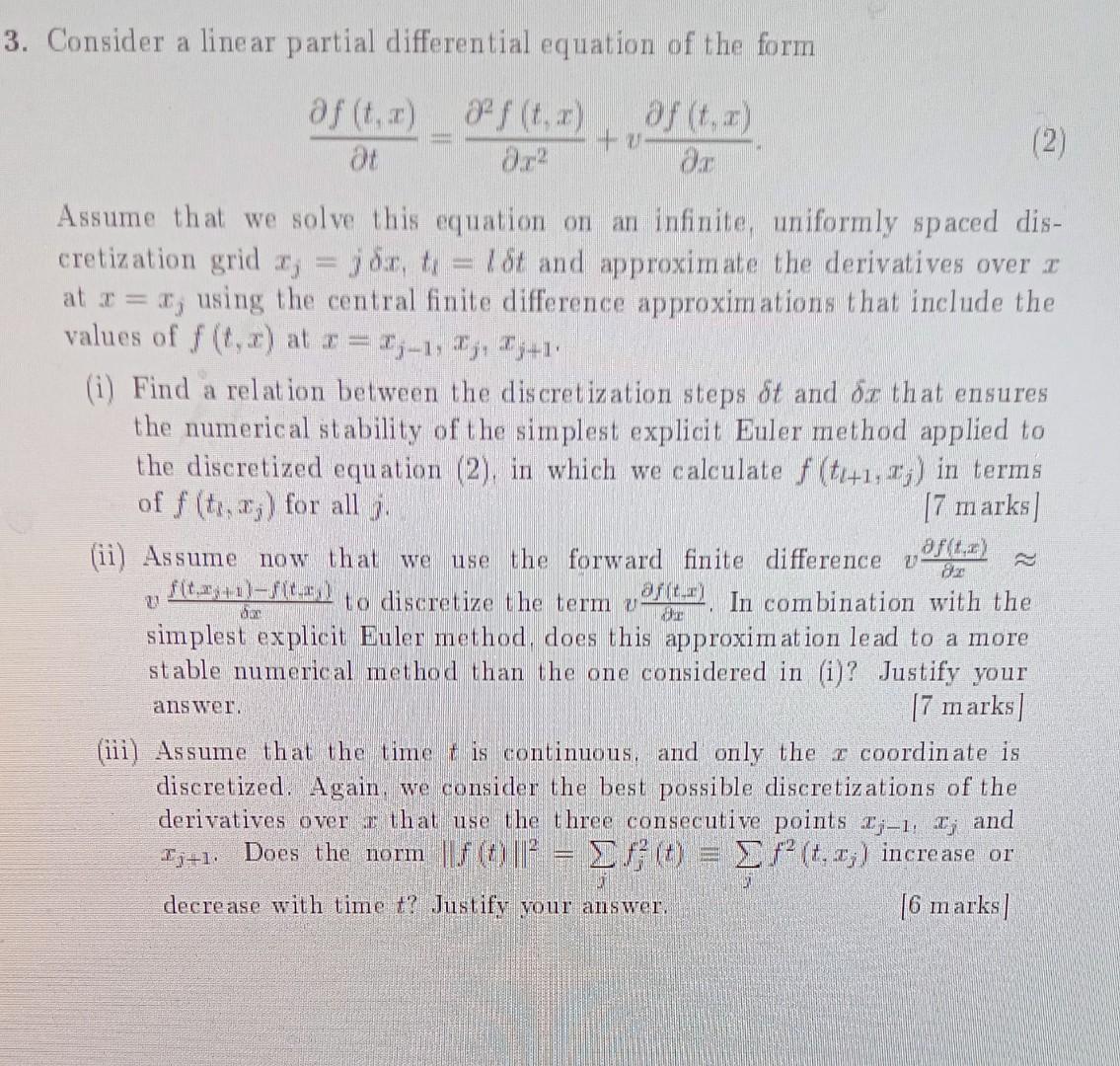 Solved 3. Consider a linear partial differential equation of | Chegg.com