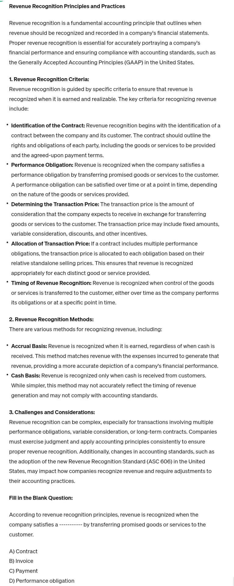 Solved Revenue Recognition Principles and PracticesRevenue | Chegg.com