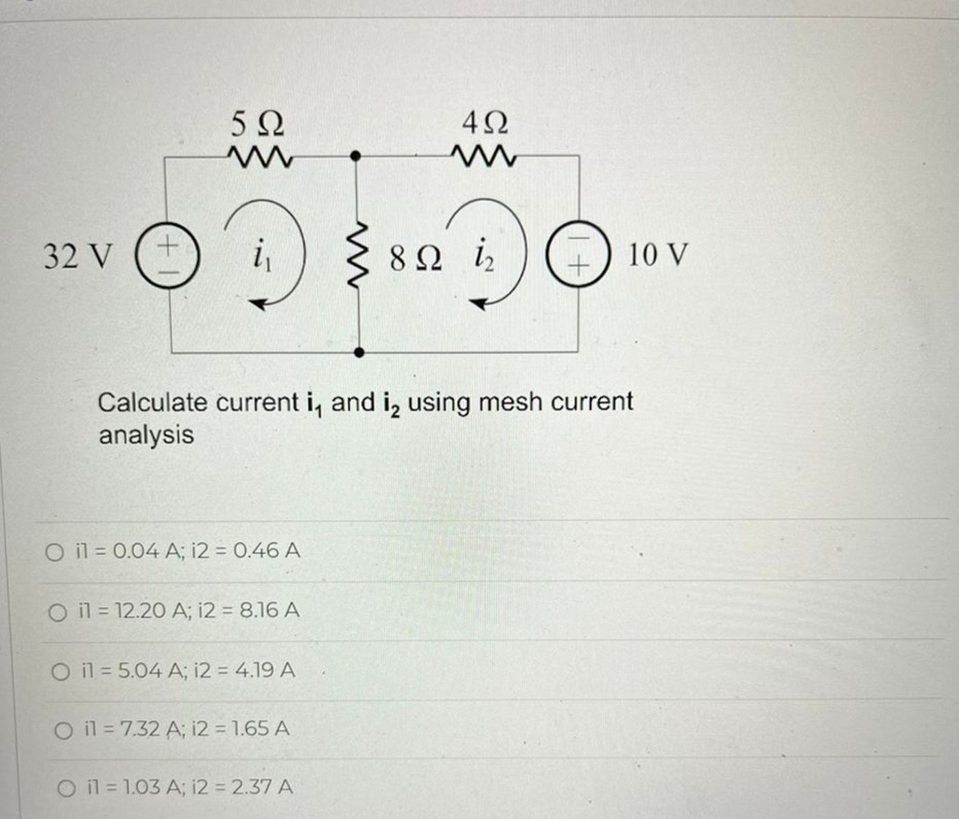 Solved Calculate current i1 ﻿and i2 ﻿using mesh | Chegg.com