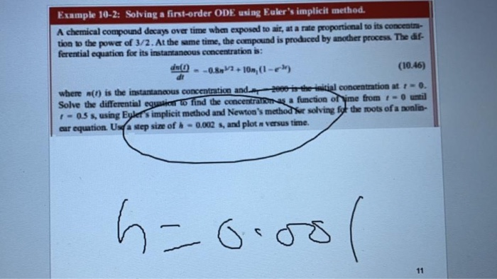Solved Example 10-2: Solving a first-order ODE using Euler's | Chegg.com