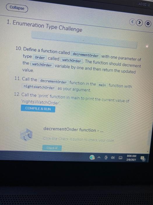 Solved Enumeration Type Challenge will be pretty obvious if | Chegg.com