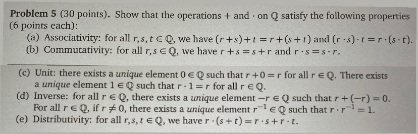 Solved Problem 5 (30 ﻿points). ﻿Show that the operations + | Chegg.com