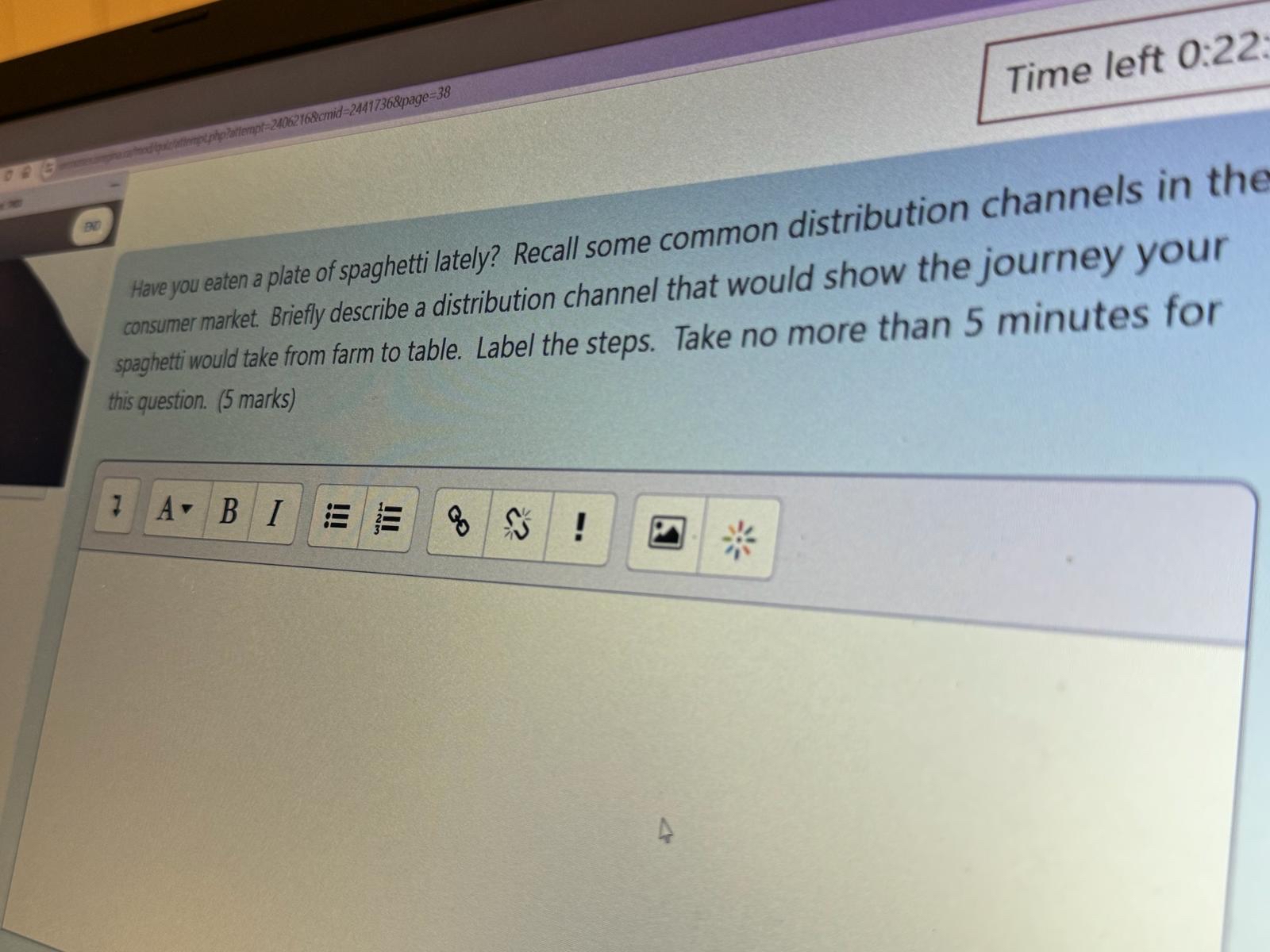 Solved Time left 0:22Have you eaten a plate of spaghetti | Chegg.com