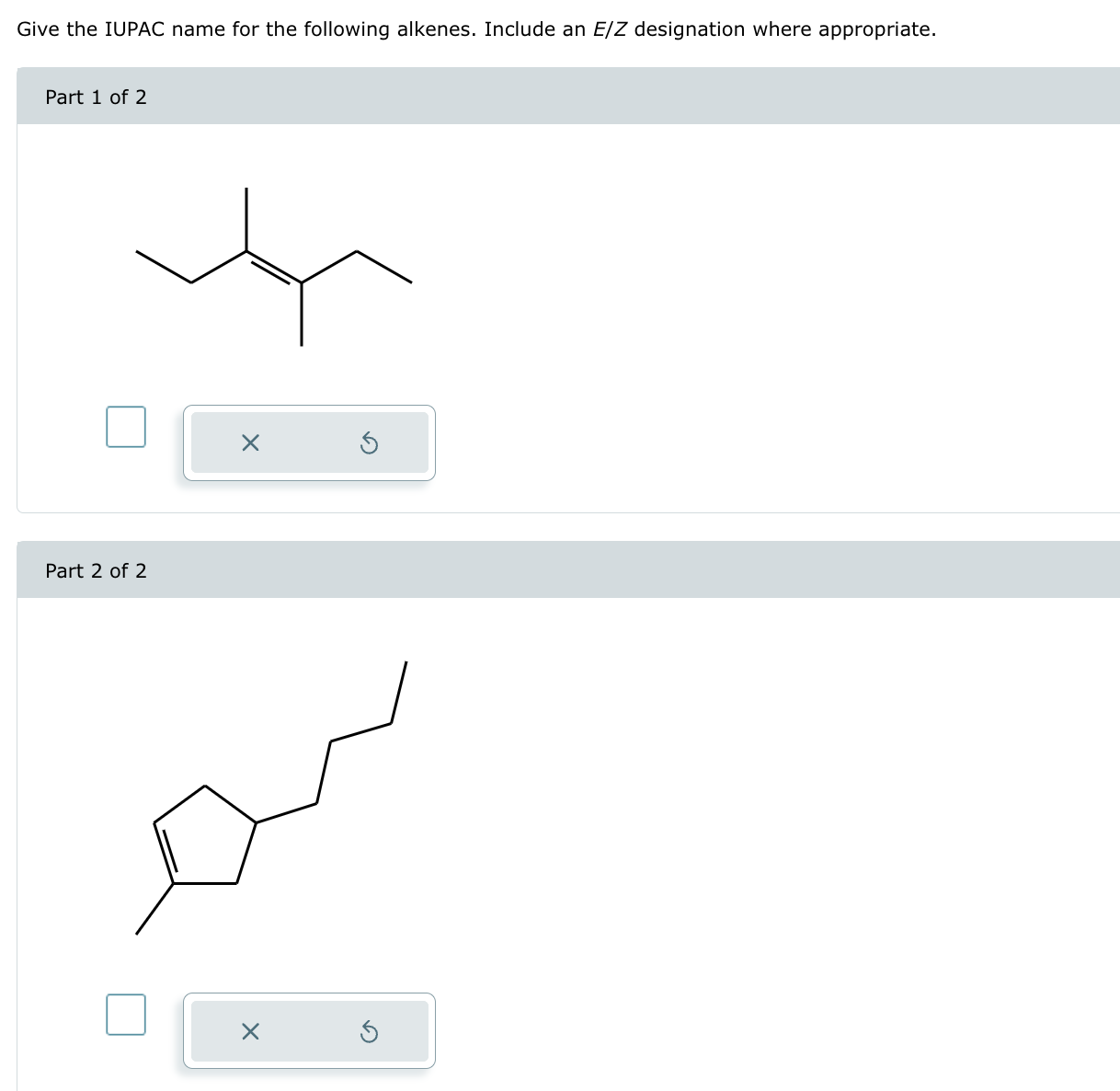 Solved Give the IUPAC name for the following alkenes. | Chegg.com