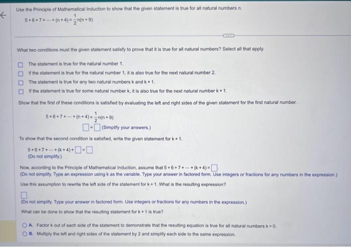 Solved Uso the Principie of Mathematical Induction to show | Chegg.com