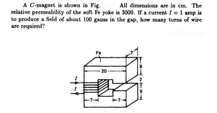 Solved A C-magnet is shown in Fig. All dimensions are in cm. | Chegg.com