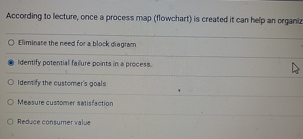 Solved According to lecture, once a process map (flowchart) | Chegg.com