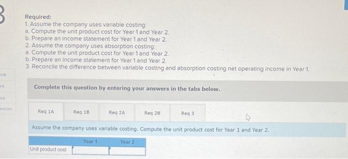 Solved Nalsh Company manufactures and sells one product. The | Chegg.com