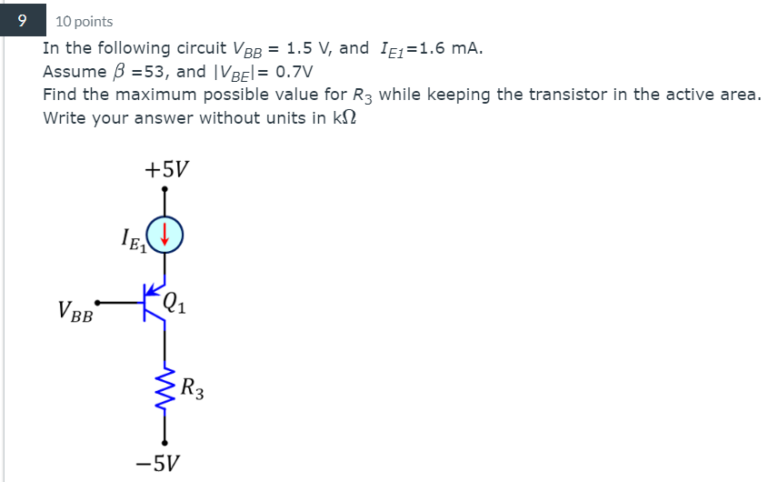 Solved In ﻿the following circuit VBB=1.5V, ﻿and | Chegg.com