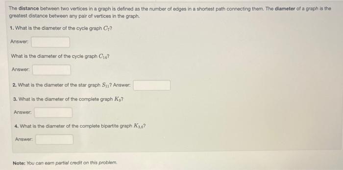Solved The distance between two vertices in a graph is | Chegg.com