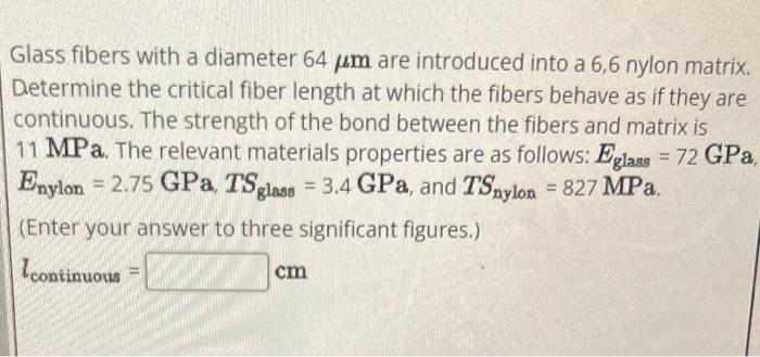 Solved Glass fibers with a diameter 64μm are introduced into | Chegg.com