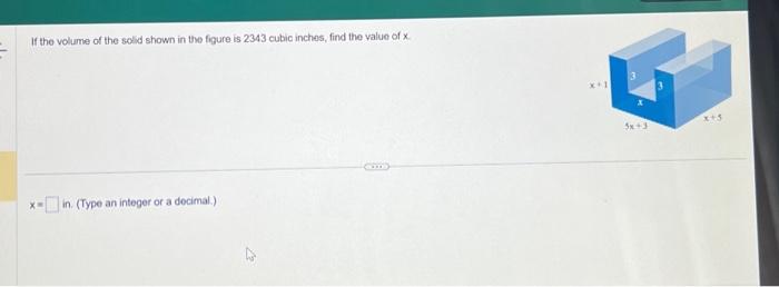Solved If the volume of the solid shown in the figure is | Chegg.com