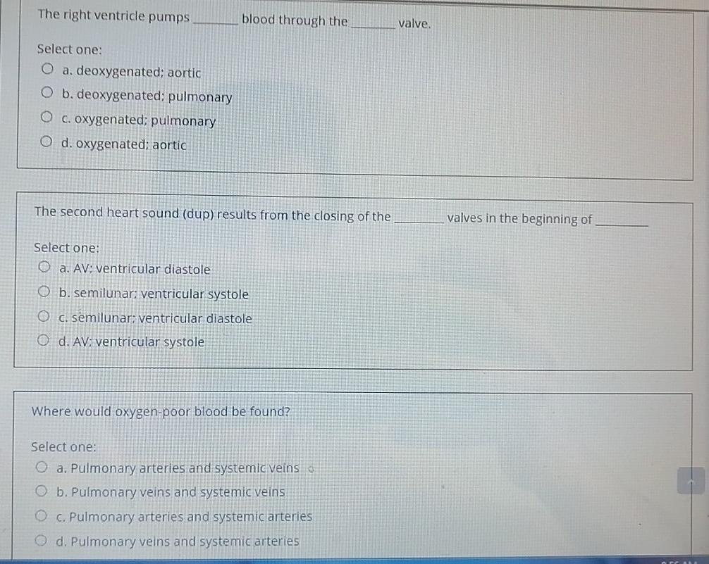 Solved The right ventricle pumps blood through the valve. | Chegg.com