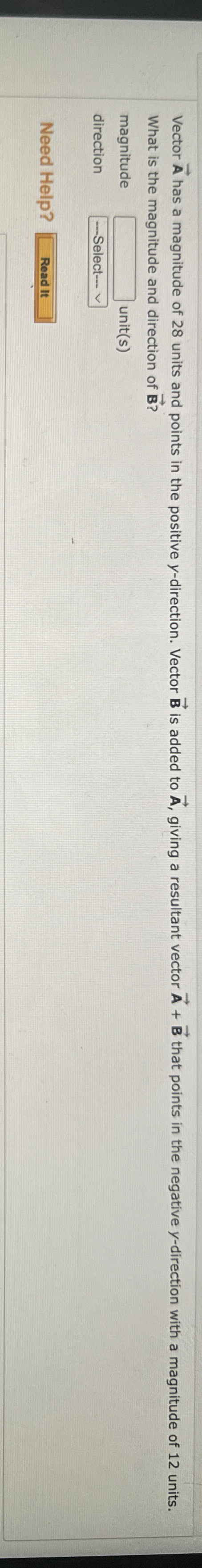 Solved Vector vec(A) ﻿has a magnitude of 28 ﻿units and | Chegg.com