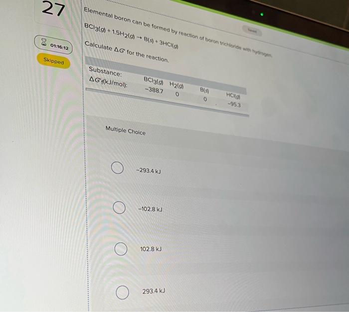 Solved Multiple Choice Multiple Choice −293.4 kJ −102.8 kJ | Chegg.com