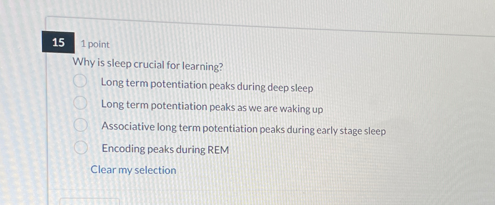 Solved 151 ﻿pointWhy is sleep crucial for learning?Long term | Chegg.com