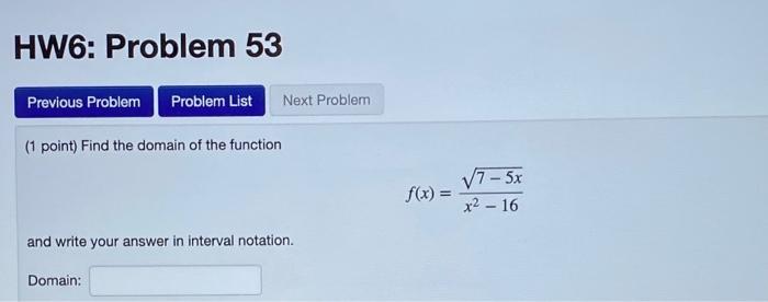 Solved Hw6 Problem 53 Previous Problem Problem List Next