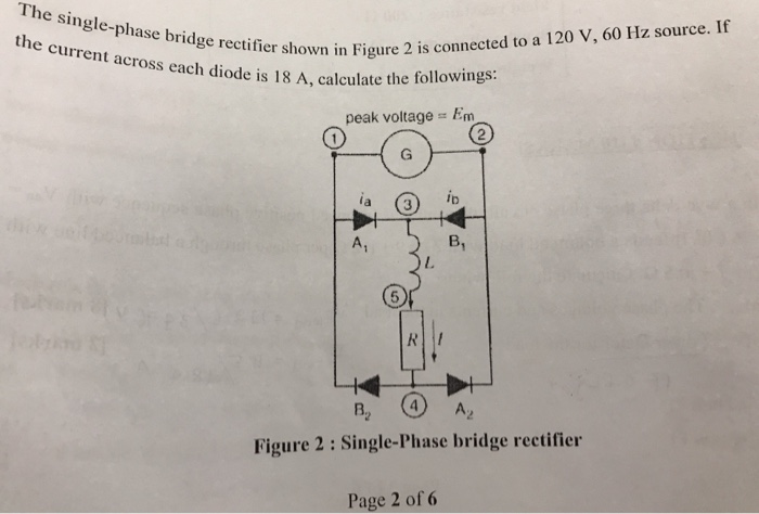 Solved The single-phase bridge rectifier shown the current | Chegg.com