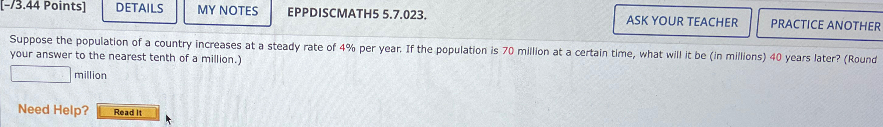 Solved Suppose the population of a country increases at a | Chegg.com